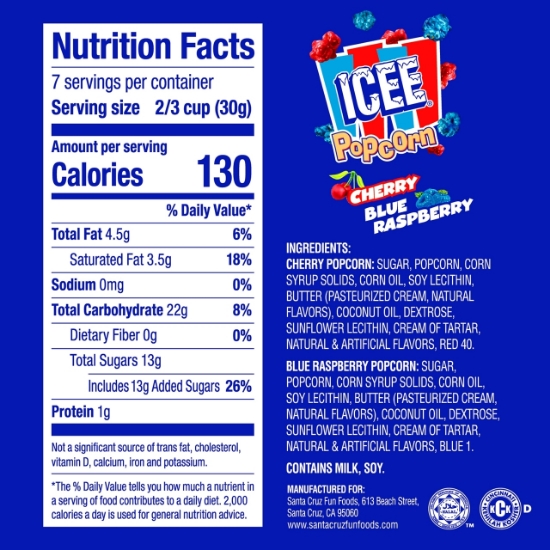 ICEE POPCORN 3762 Cherry & Blue Raspberry