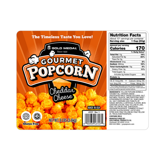 Cheddar Cheese Corn 8lb. BULK Box Gold Medal 3727
